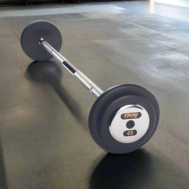 TROY Pro Style Straight Barbell Set - Black Plates Chrome End Caps ...