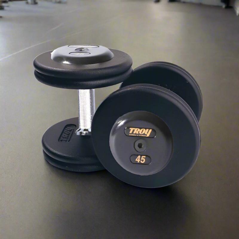 TROY Pro-Style Black Dumbbell Straight Handle & Rubber Endcaps — Home ...