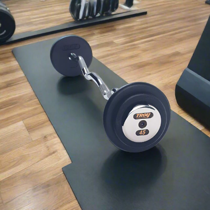 TROY PZB-C Pro Style Curl Barbell Set - Black Plates / Chrome End Caps ...