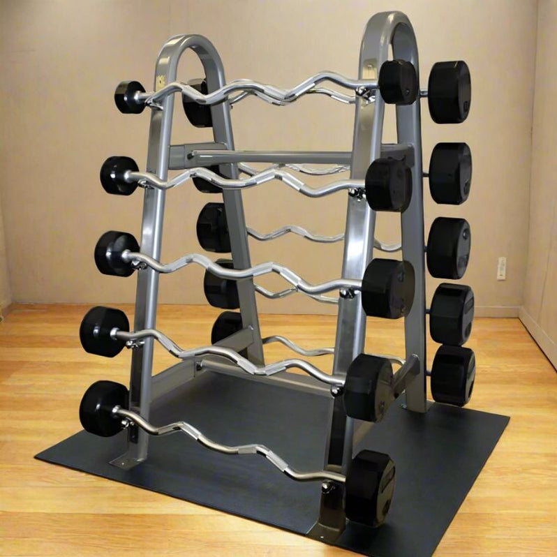 TROY Rubber Curl Barbell Set with Horizontal Rack — Home Gym Emporia
